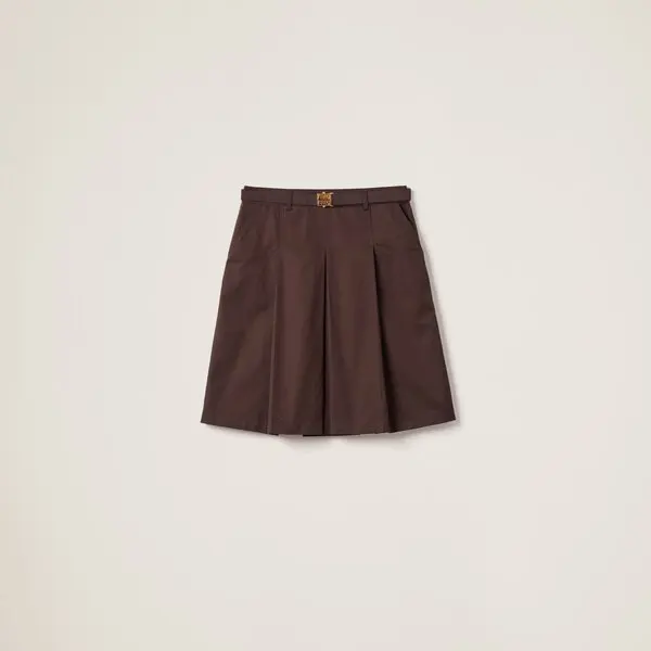 Miu Miu Gabardine Flared Skirt - Cocoa Brown | Editorialist